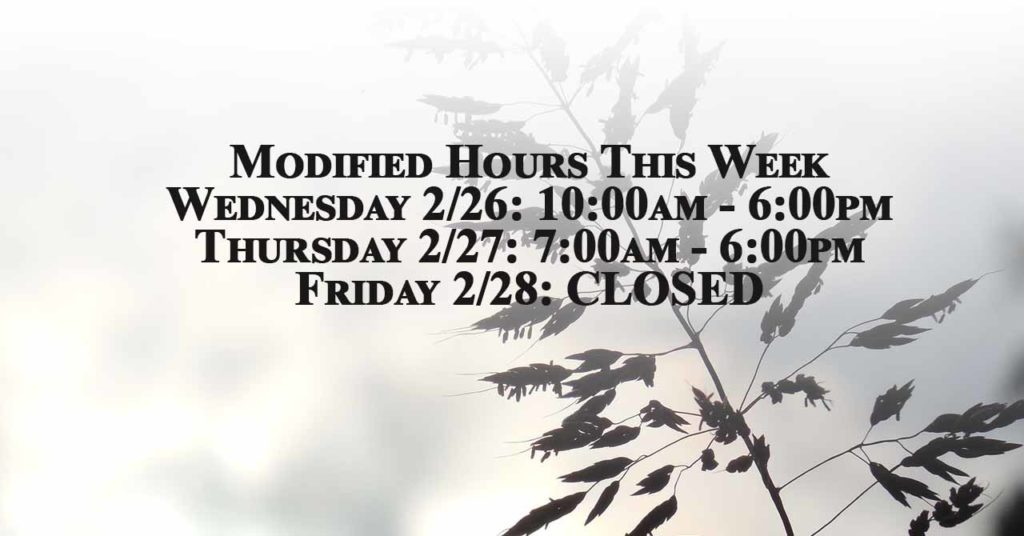 Modified Hours Feb 2020 – Concord Family Vision