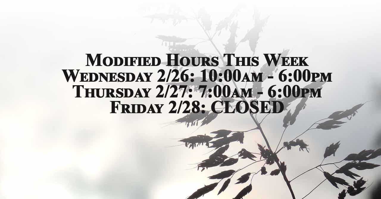 Modified Hours Feb 2020 – Concord Family Vision